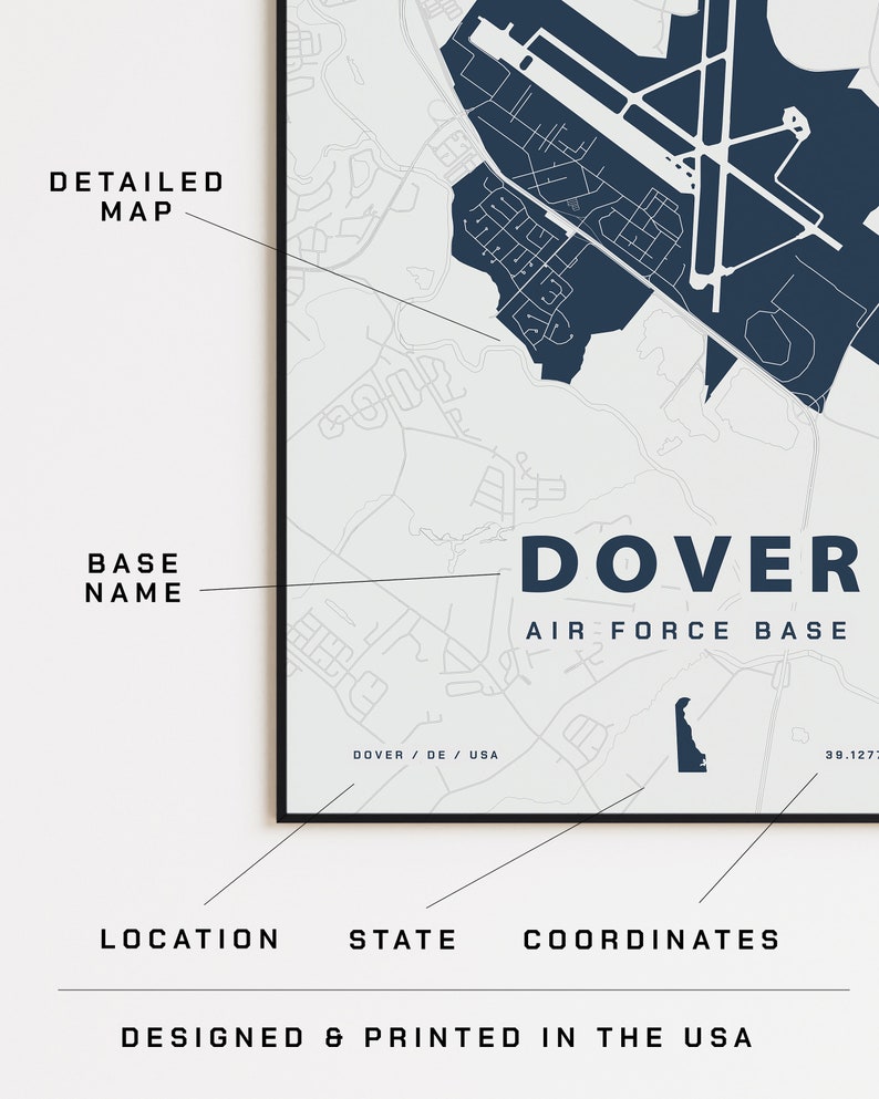 Dover Air Force Base Map Print - Etsy