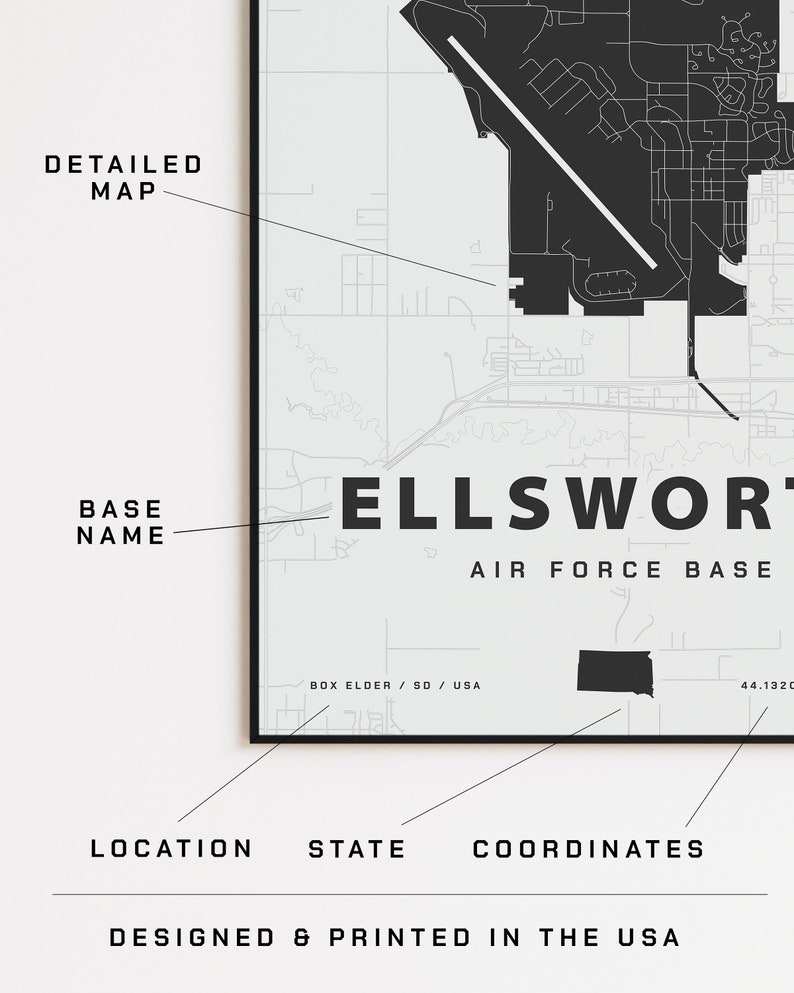 Ellsworth Air Force Base Map Print - Etsy