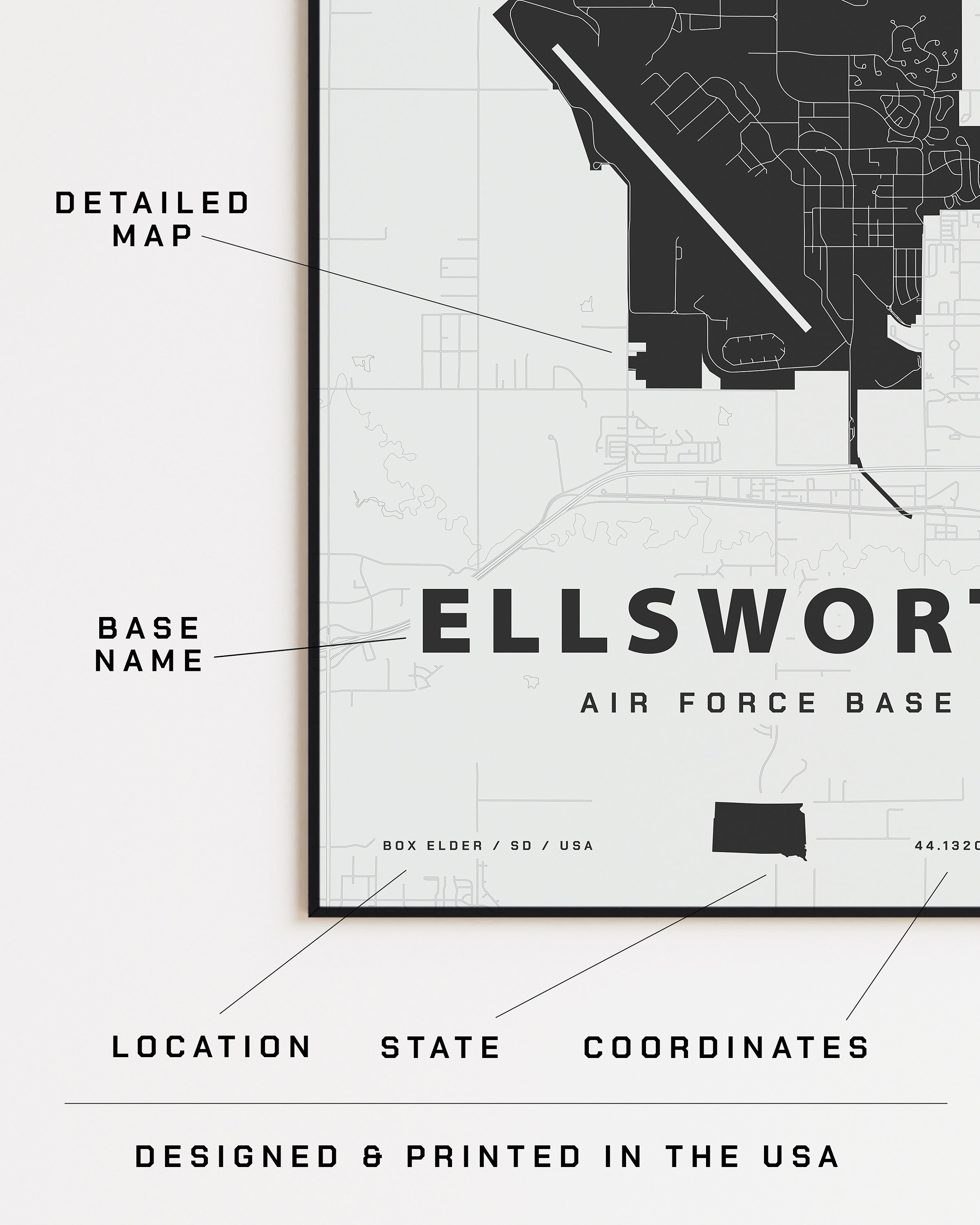 Ellsworth Air Force Base Map Print - Etsy