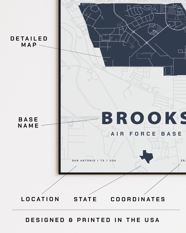Brooks Air Force Base Map Print - Etsy