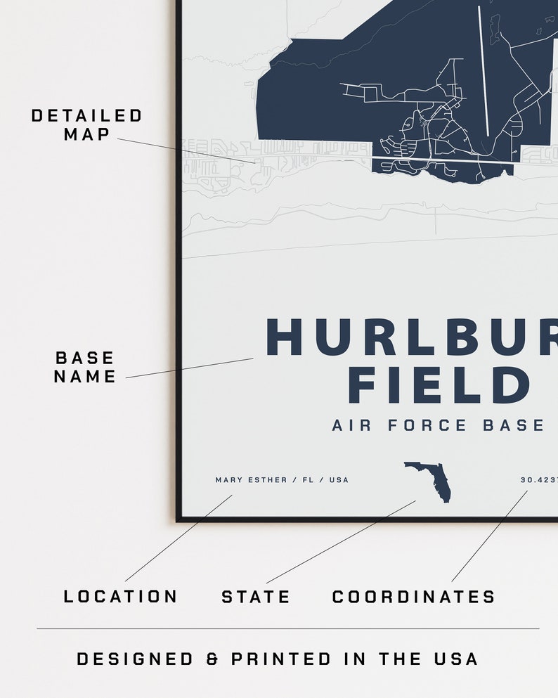 Hurlburt Field Air Force Base Map Print - Etsy