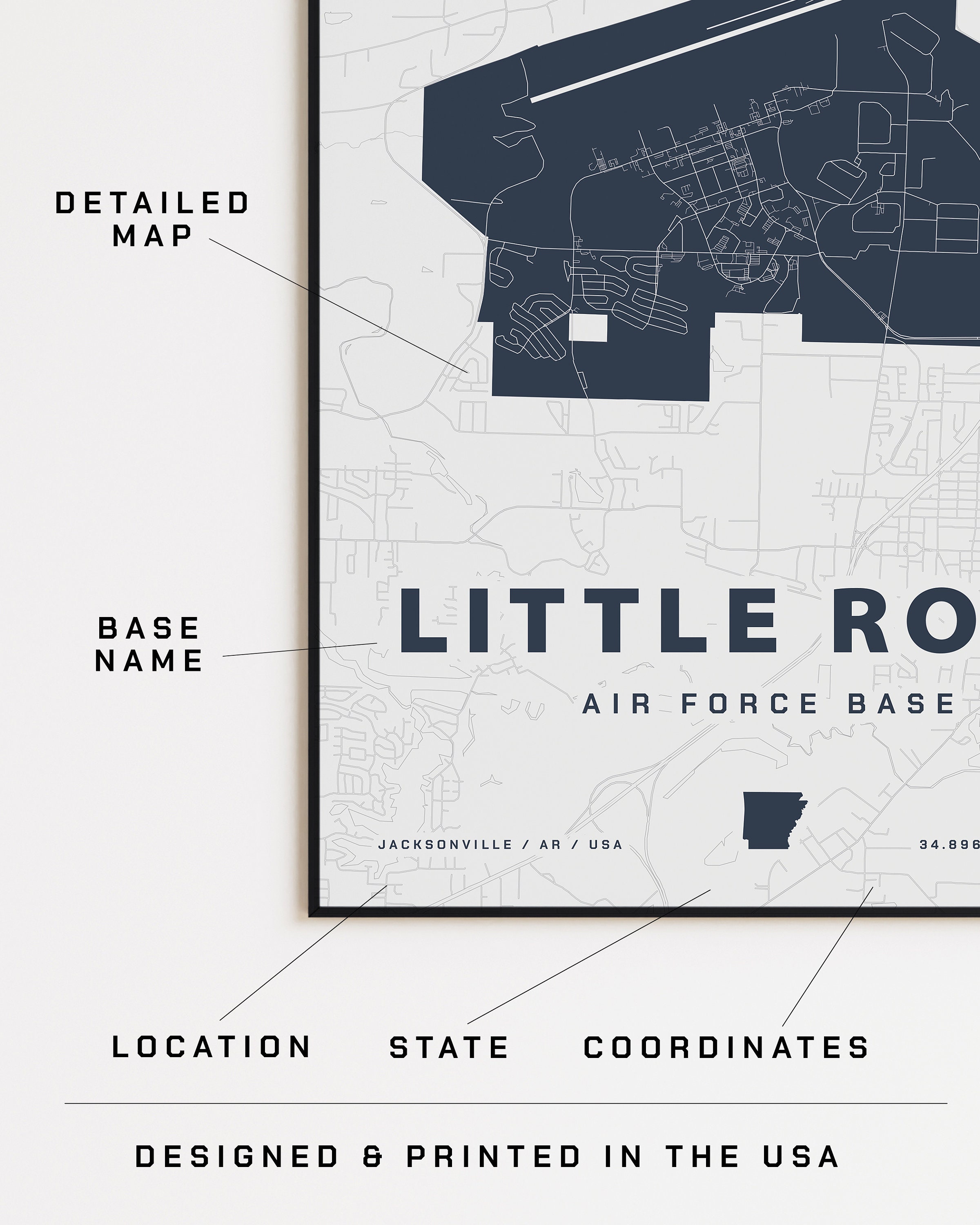 Little Rock Air Force Base Map Print - Etsy