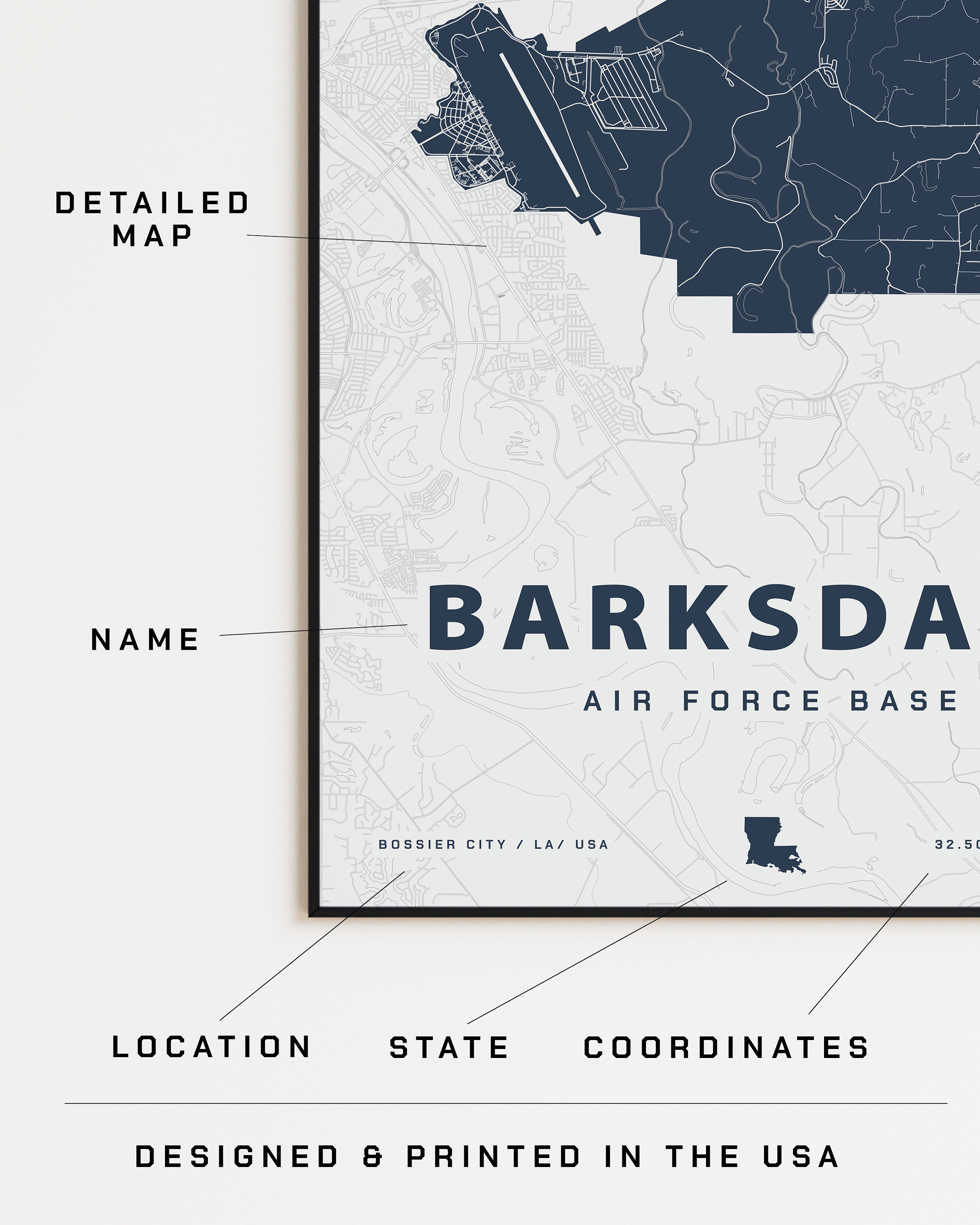 Barksdale Air Force Base Map Print - Etsy