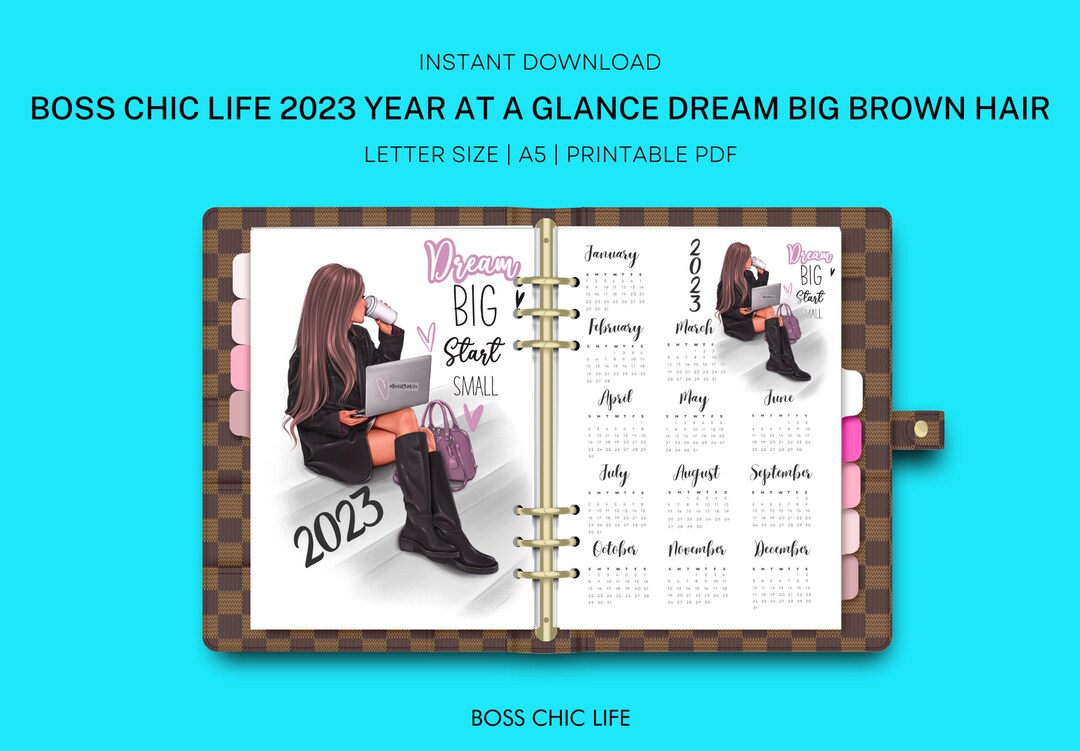 Boss Chic Life 2023 Year at A Glance Dream Big Brown Hair - Etsy