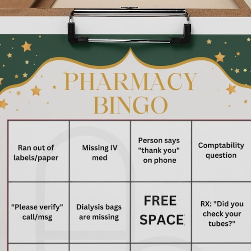 Hospital Pharmacy Bingo Pharmacist Pharmacy Technician - Etsy