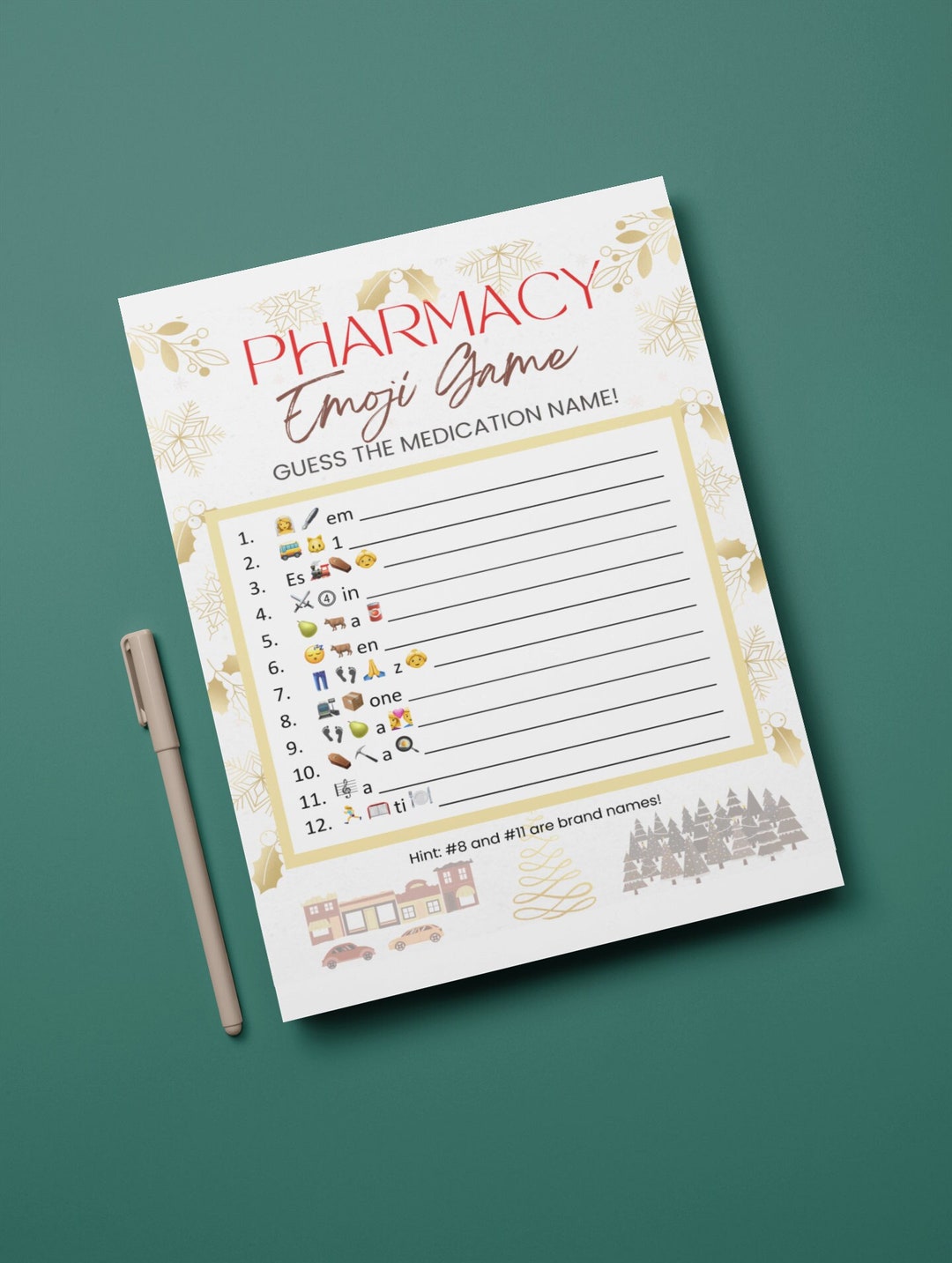 Pharmacy Emoji Game IV, Christmas, Holidays, Medications, Printable ...
