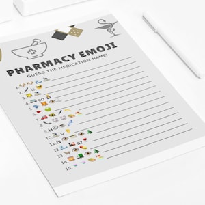 Pharmacy Emoji Game, Medications, Pictionary, Printable Game ...