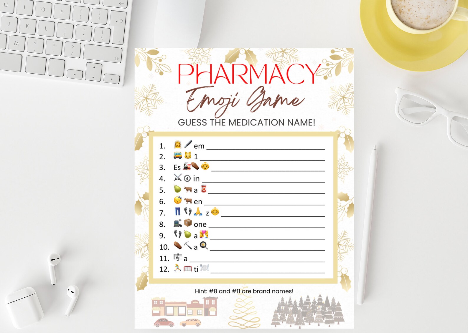 Pharmacy Emoji Game IV, Christmas, Holidays, Medications, Printable ...