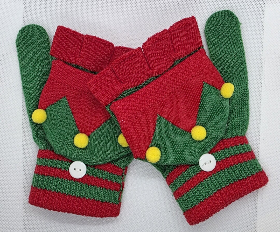 Christmas Elf Gloves, Cute Winter Mittens, Holiday Gift for Her, Secret ...