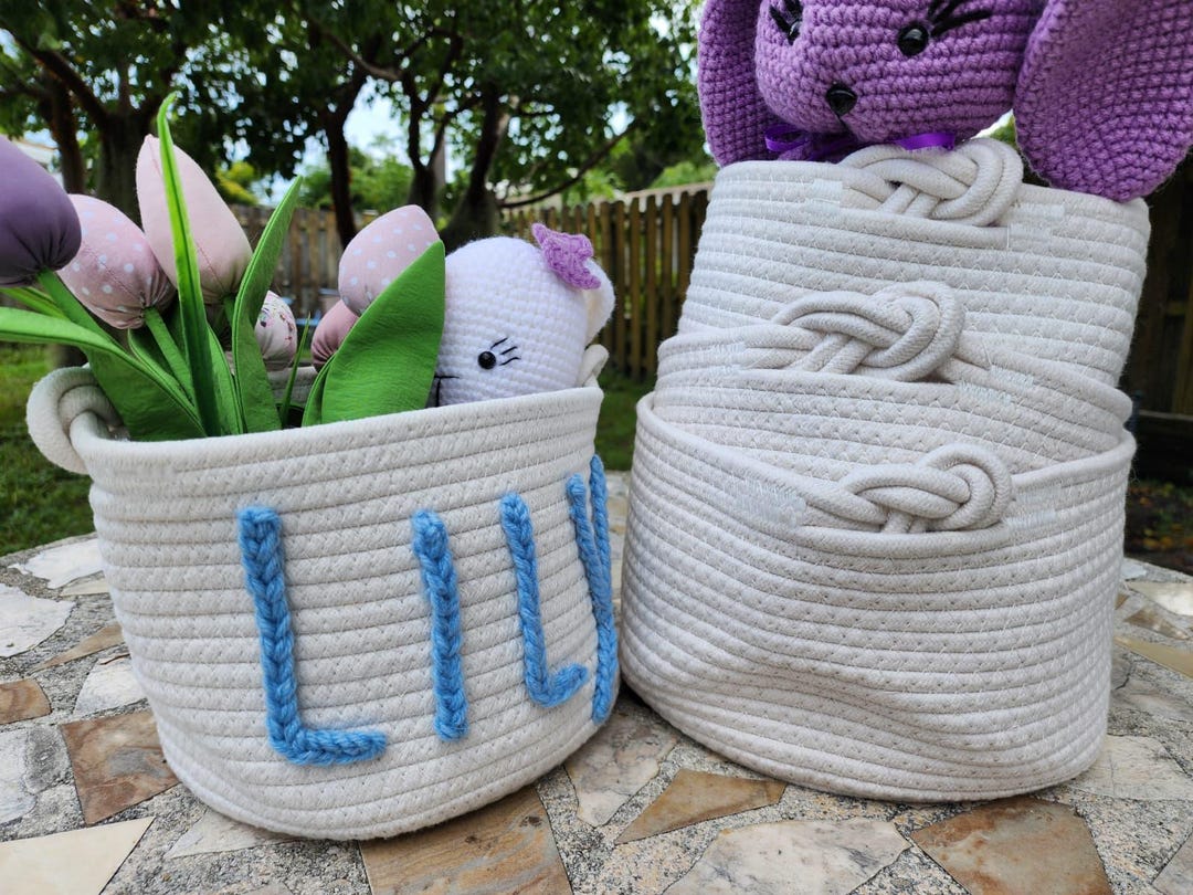 Custom Kids Name Basket, Personalized Toy Basket, Baby Gift Basket ...
