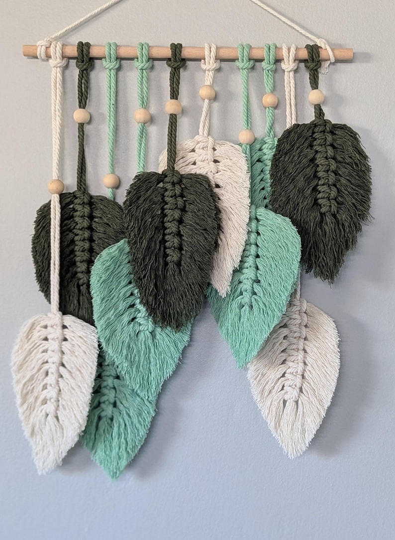 Macrame Leaf Wall Hanging, Boho Wall Tapestry, Modern Macrame Wall Art ...