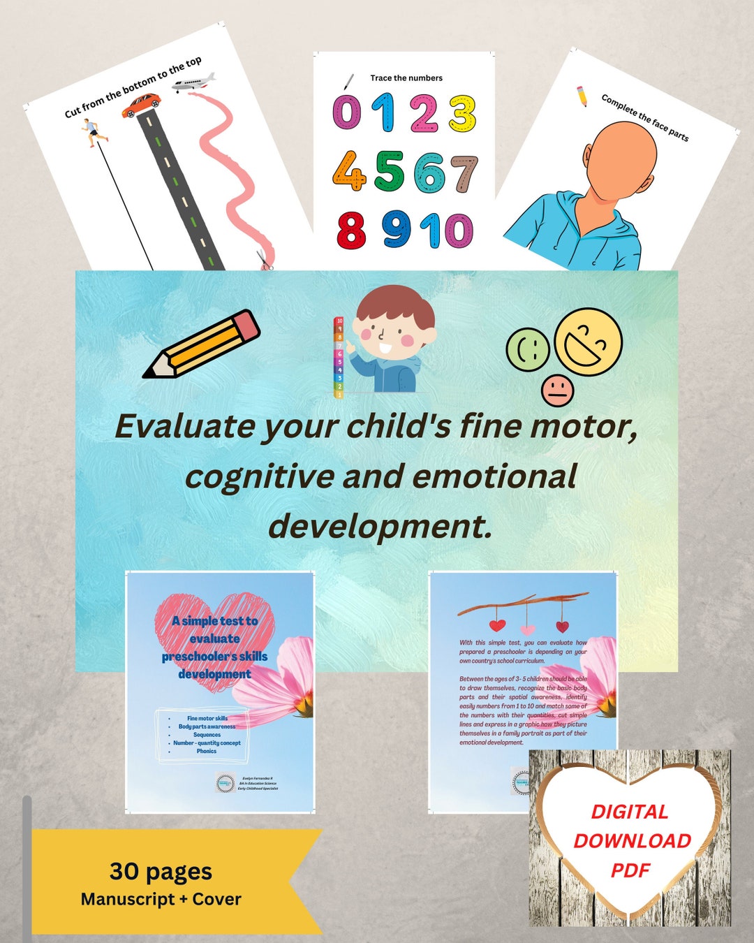 A Simple Test To Evaluate Preschoolers Skills Development Etsy