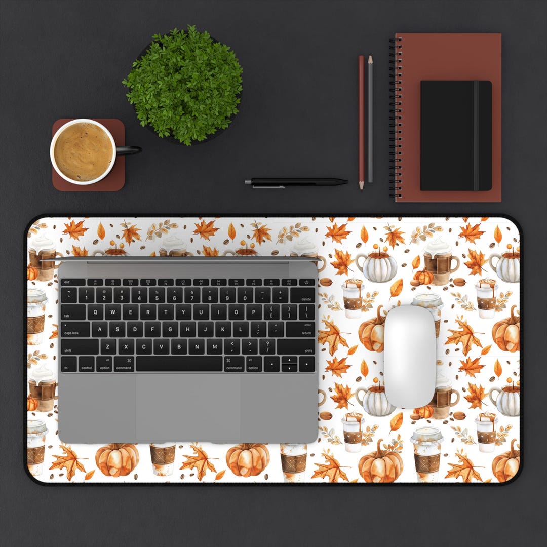Autumn Vibes Desk Mat | Cozy Fall Desk Decor, Coffee Lover's Gift ...