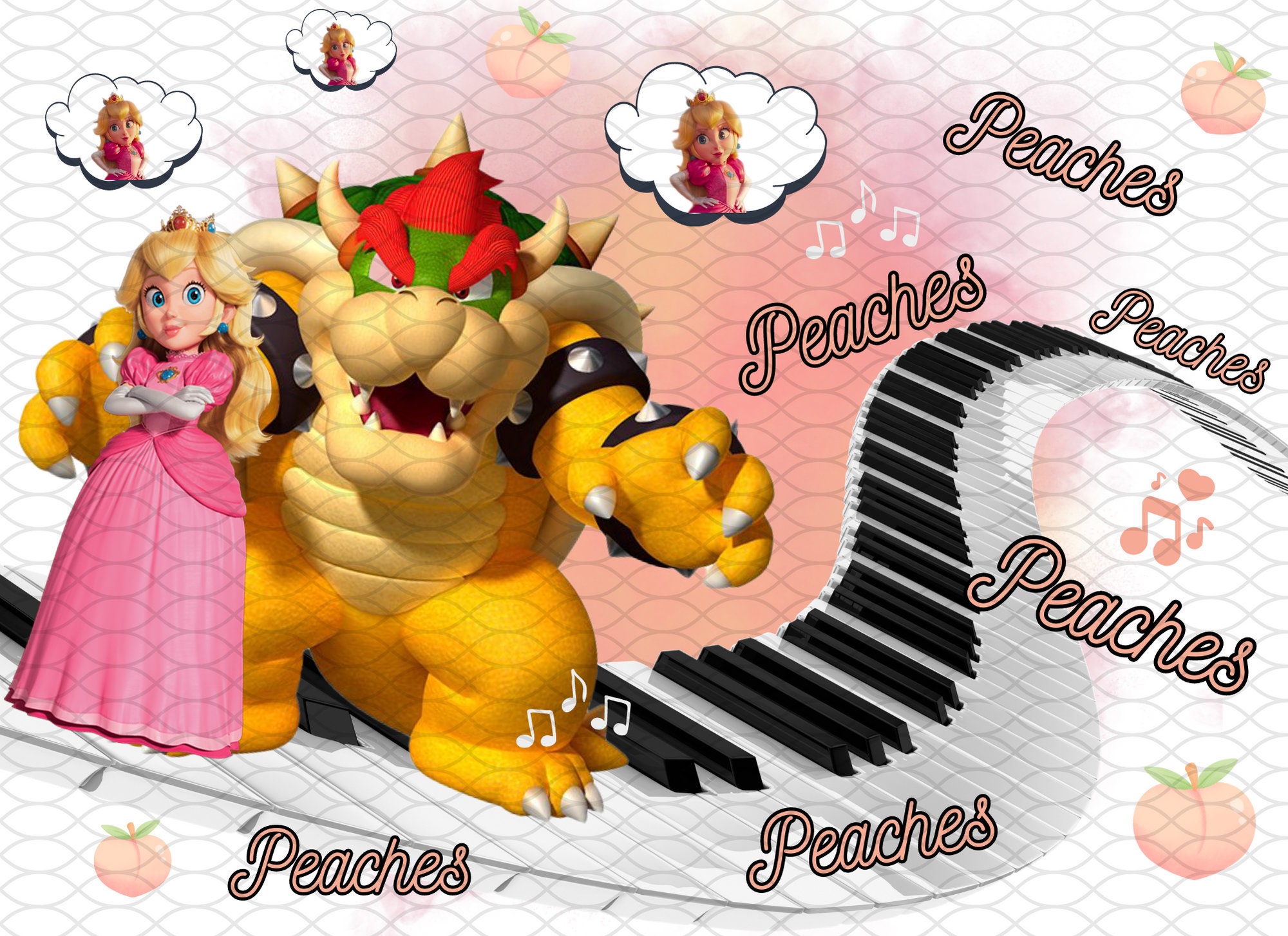 Bowser Piano Svg And Png Digital Files Peaches Font And 45 Off
