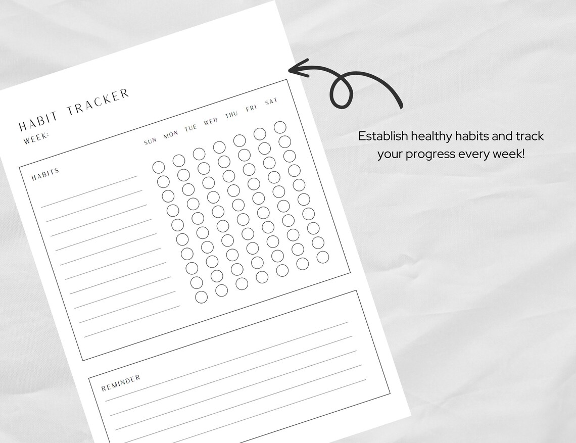 Habit Tracker Pdf, Printable and Fillable Habit Tracker, Create Healthy ...