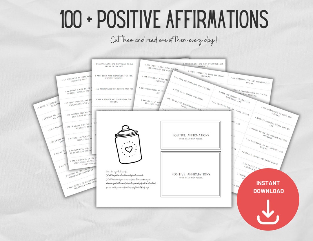Positive Affirmations Pdf, Printable Positive Affirmations, Fill Your ...