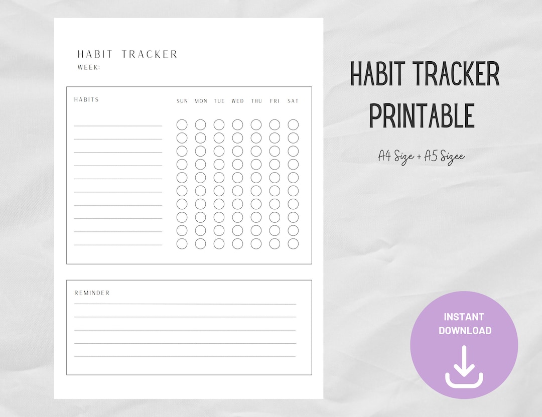 Habit Tracker Pdf, Printable and Fillable Habit Tracker, Create Healthy ...
