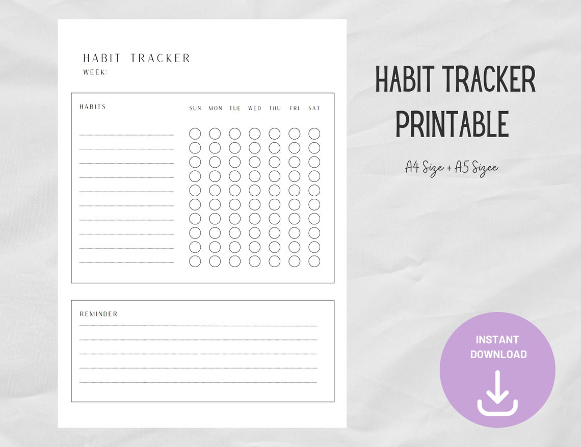 Habit Tracker Pdf, Printable and Fillable Habit Tracker, Create Healthy ...
