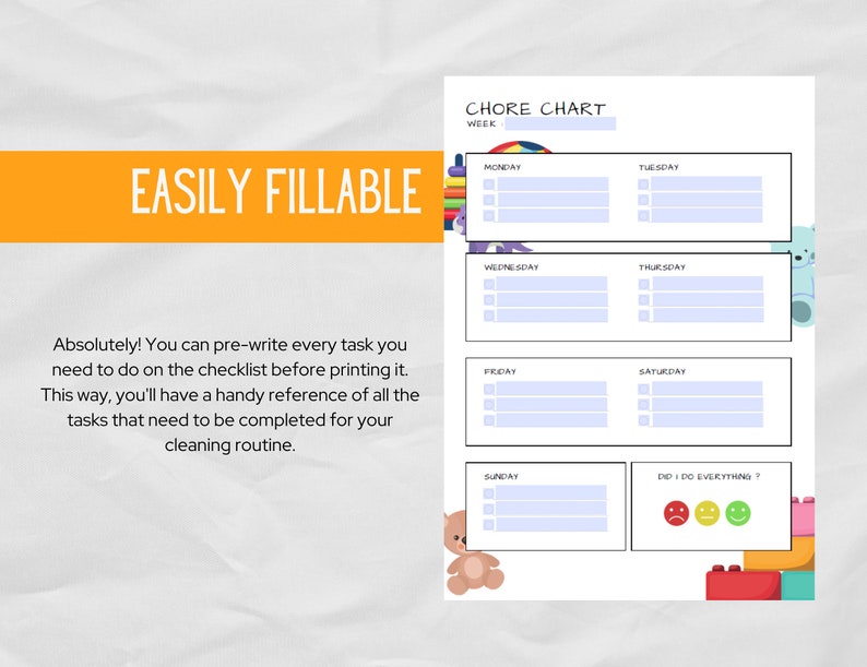 Editable chore charts for kids, printable chore chart, make chores more ...