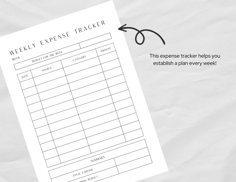Expense Tracker, Weekly Budget Planner, Manage Your Weekly Expenses. - Etsy