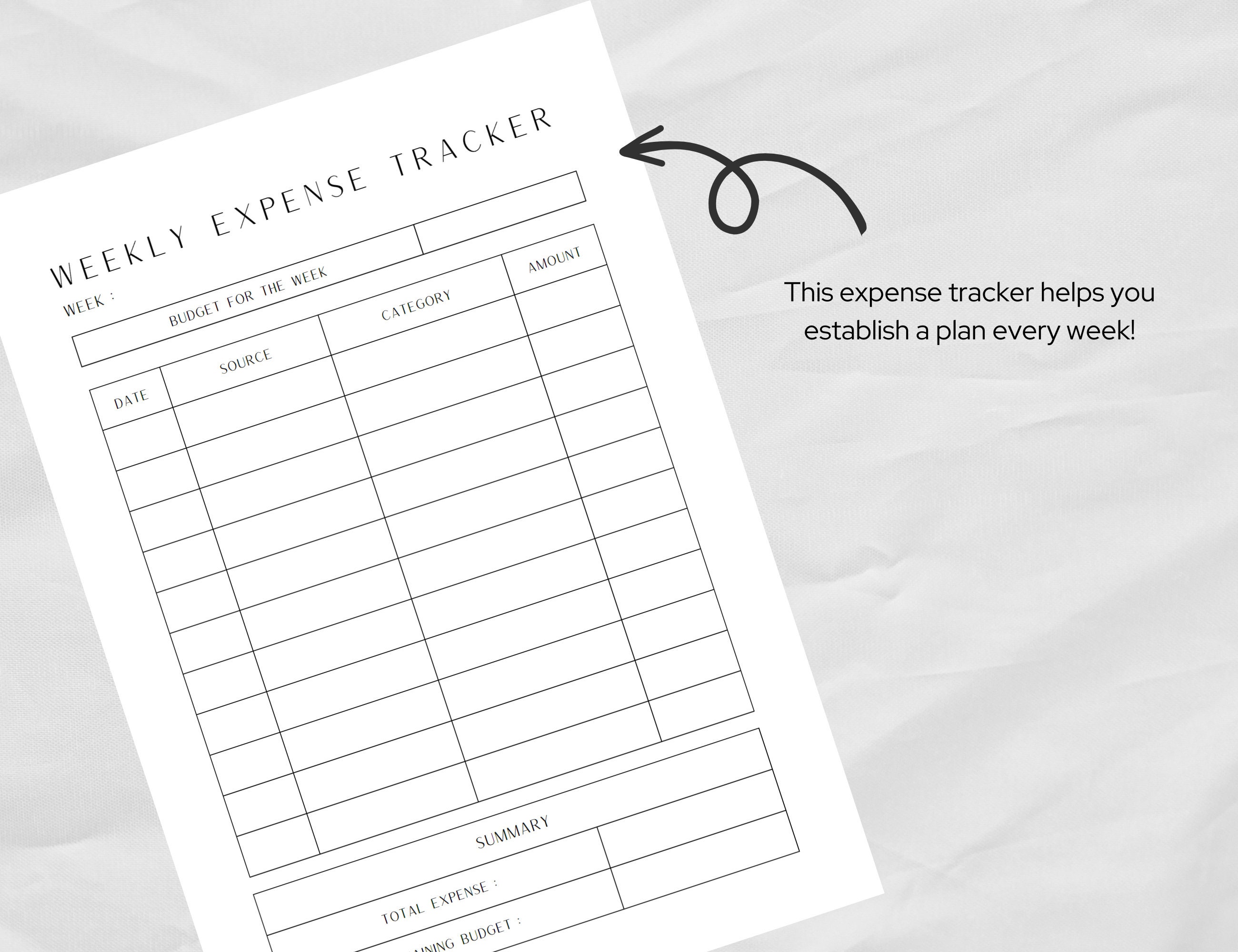 Expense Tracker, Weekly Budget Planner, Manage Your Weekly Expenses. - Etsy