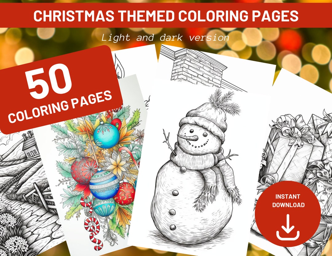 Coloring Pages, 50 Christmas Coloring Pages, Coloring Book, Adult ...