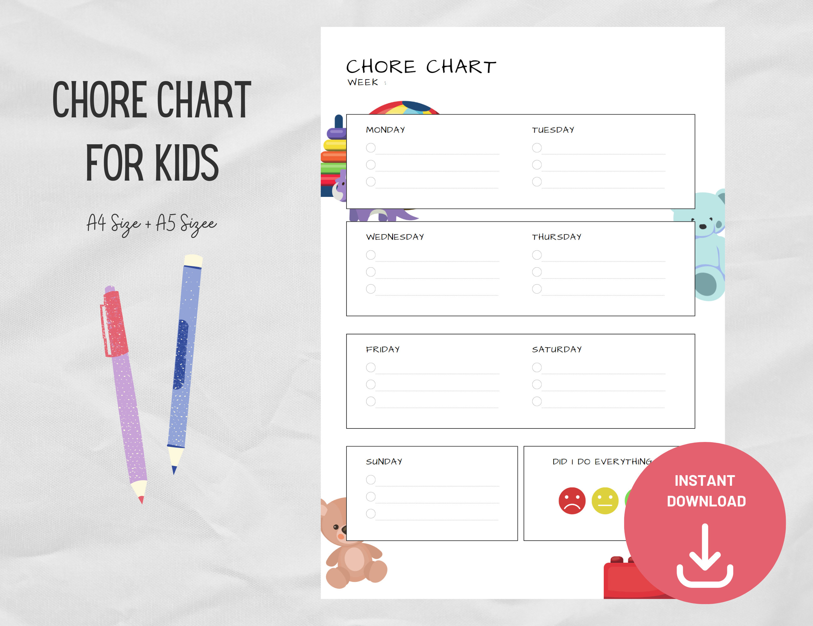 Editable Chore Charts for Kids, Printable Chore Chart, Make Chores More ...