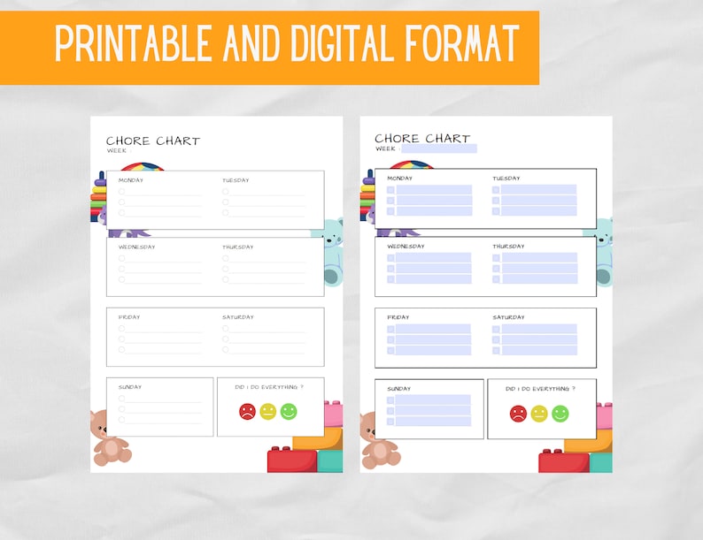 Editable Chore Charts for Kids, Printable Chore Chart, Make Chores More ...