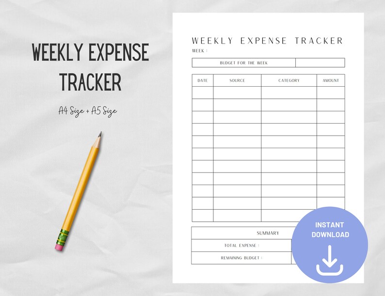 Expense Tracker, Weekly Budget Planner, Manage Your Weekly Expenses. - Etsy