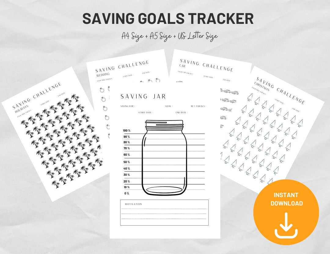 Savings Jar Tracker Printable, Savings Challenge, Money Saving Finance ...