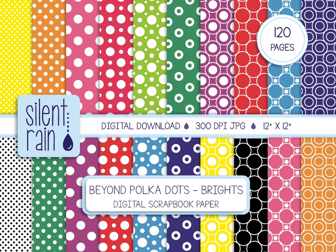Bright Polka Dot Digital Scrapbook Paper – 120 Pages (digital Download ...