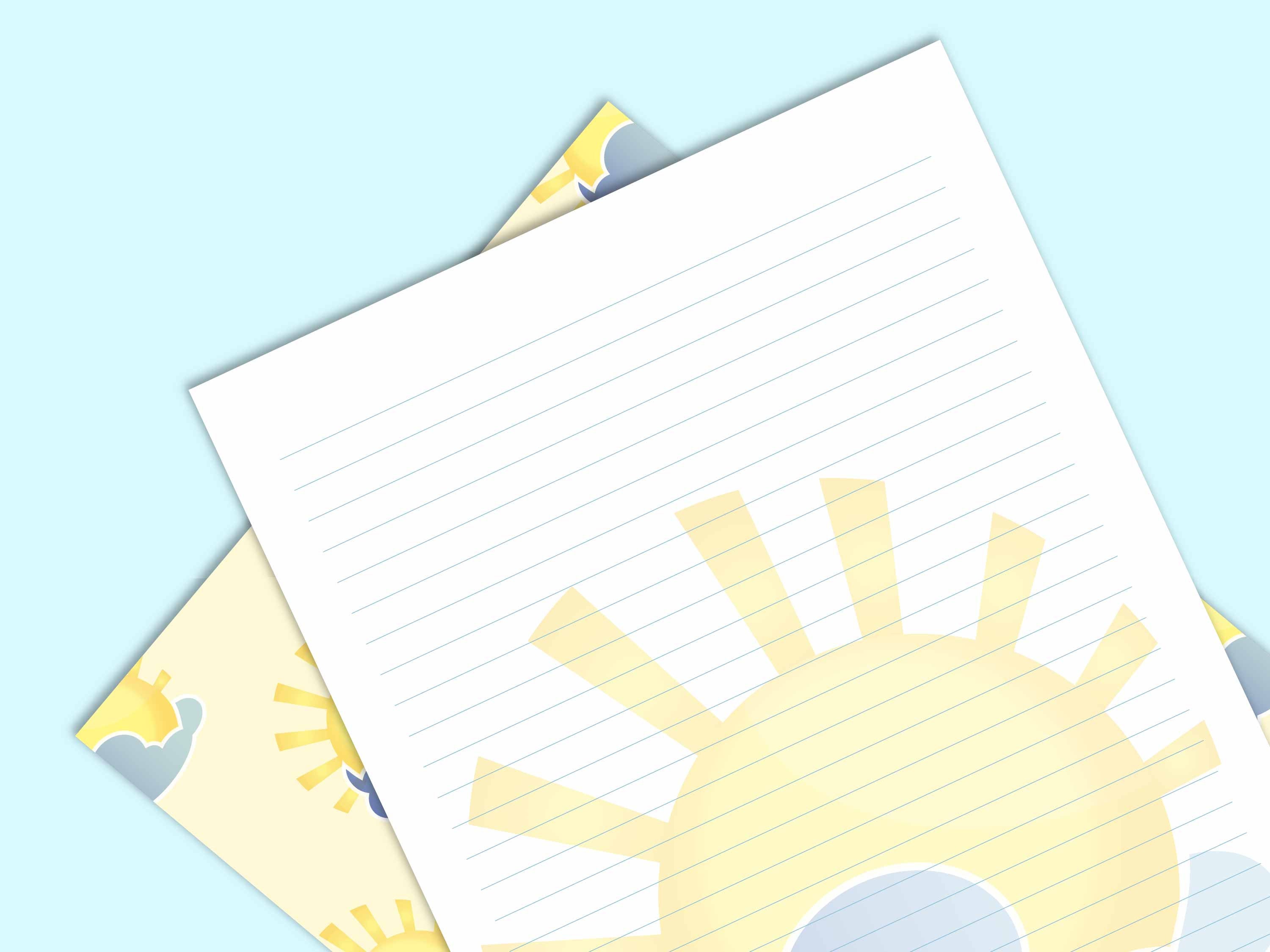 Sun Printable Stationery | Writing Paper for Instant Download | Digital ...
