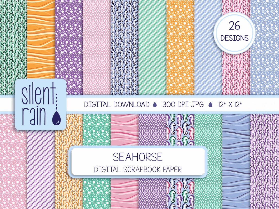 Seahorse Pattern Digital Paper | Scrapbook Backgrounds (digital ...