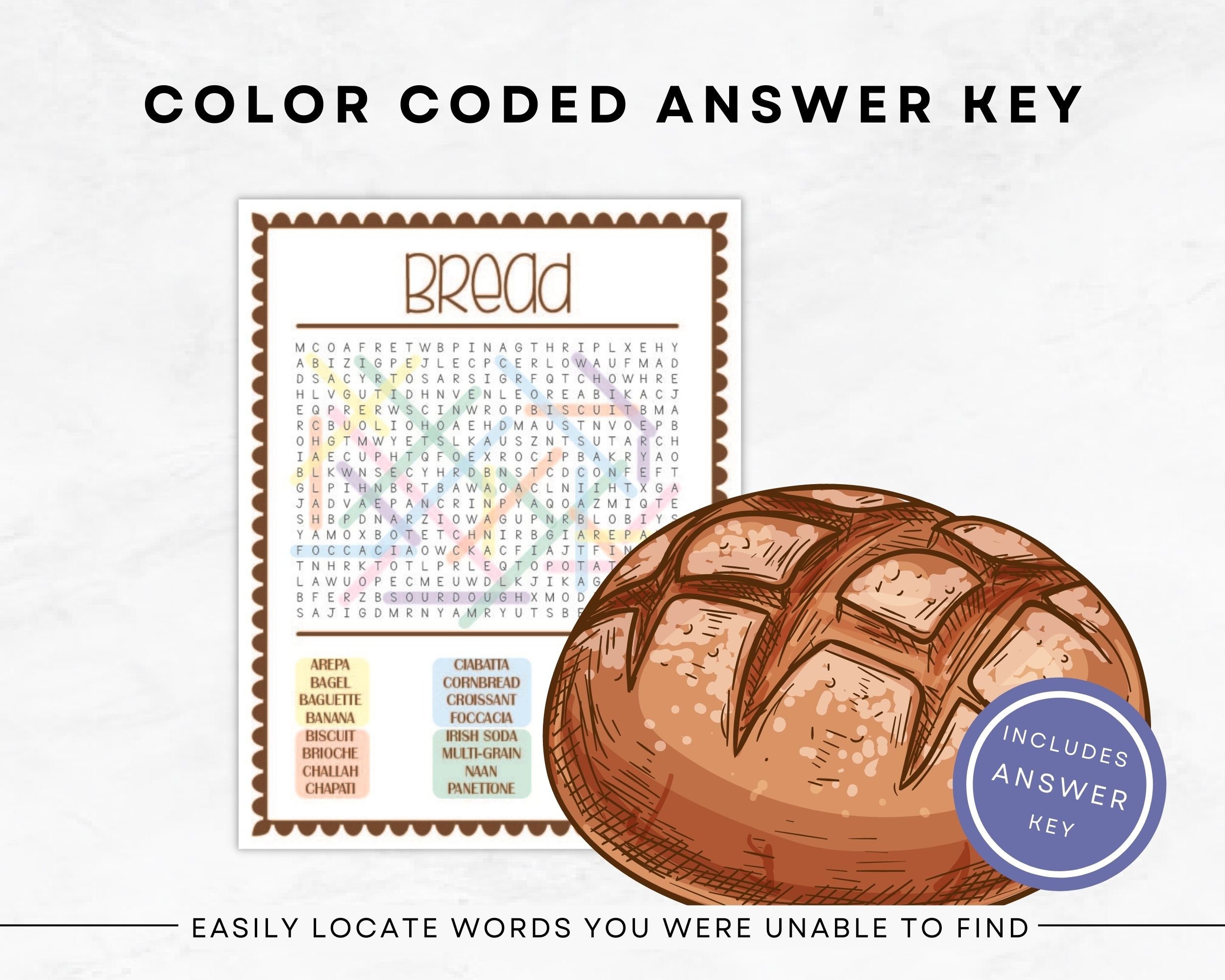 Bread Word Search Puzzle: Printable Game (PDF & JPG) - Etsy
