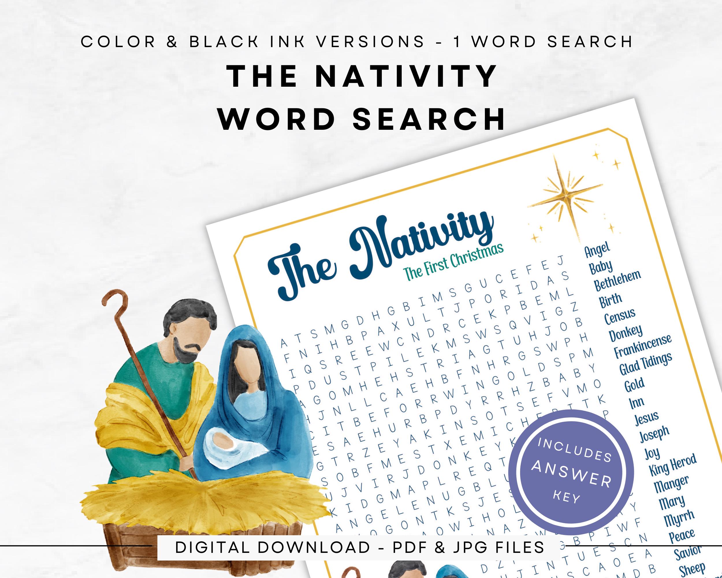 Nativity Word Search Puzzle: First Christmas Game (digital Download) - Etsy