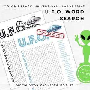 UFO Word Search Puzzle: Large Print UAP Game (digital Download) - Etsy