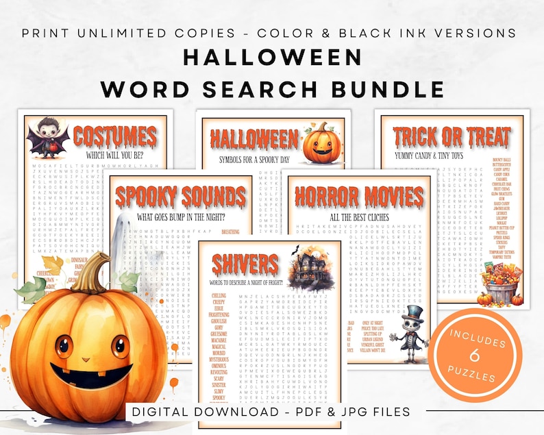 Halloween Word Search Puzzle Bundle: Party Game (digital Download) - Etsy