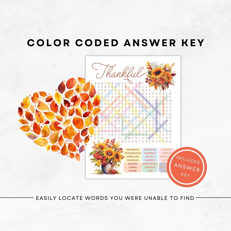 Thankful Word Search, Instant Download, Include With Thank You Cards ...