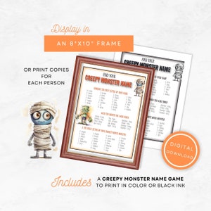 Spooky Halloween Monster Name Game, Printable Party Activity for Kids ...