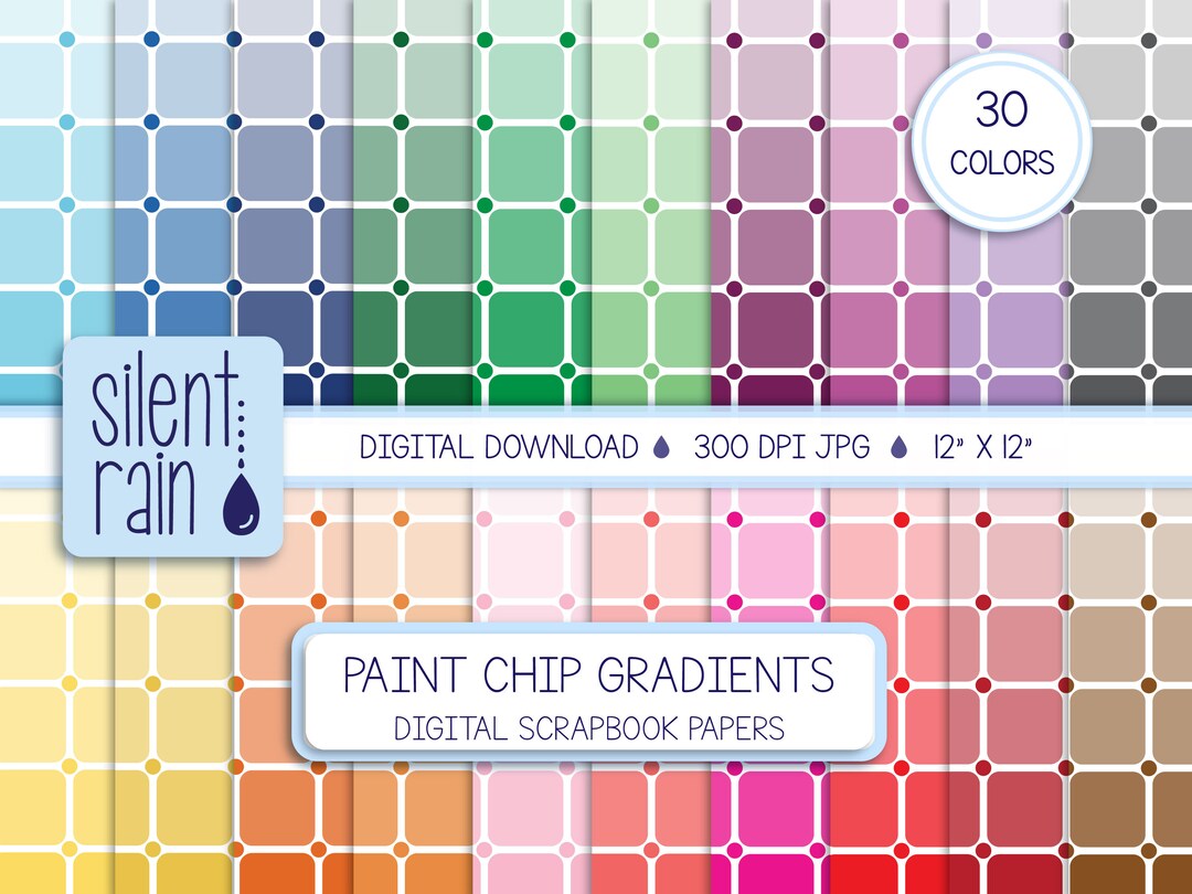 Gradients Scrapbook Paper | Paint Chip Design, 30 Colors (digital ...
