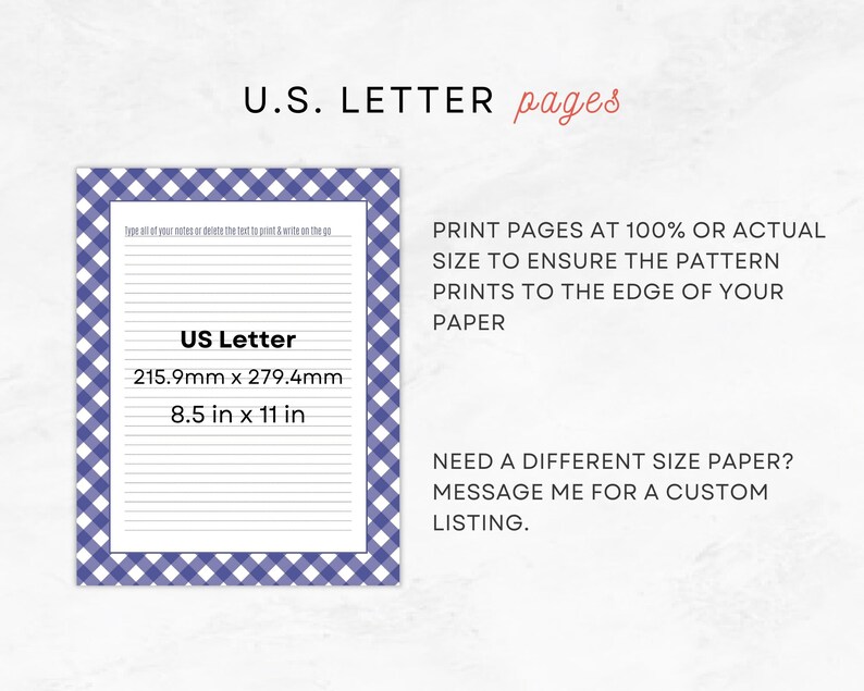 Gingham Binder Cover Set With Note Paper | Edit on Canva, Download ...