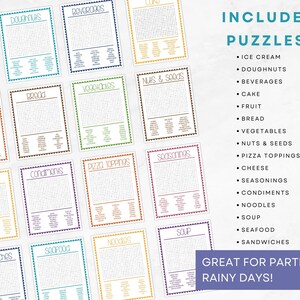 Food Word Search Megabundle, Instant Download | Print in Color/black ...