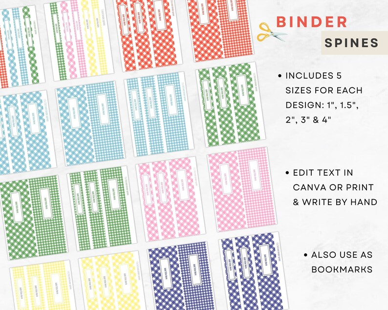 Gingham Binder Cover Set With Note Paper | Edit on Canva, Download ...