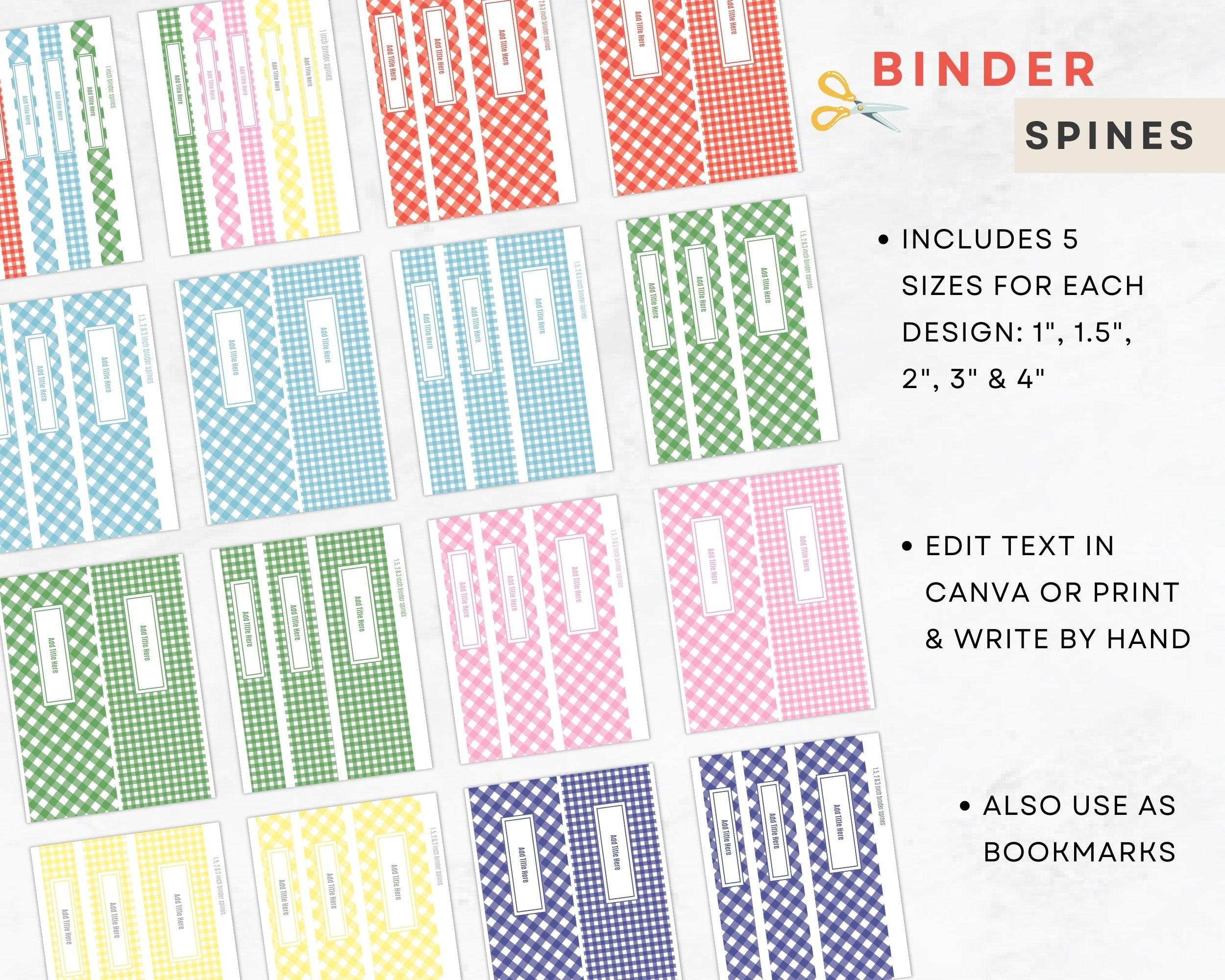 Gingham Binder Cover Set With Note Paper | Edit on Canva, Download ...