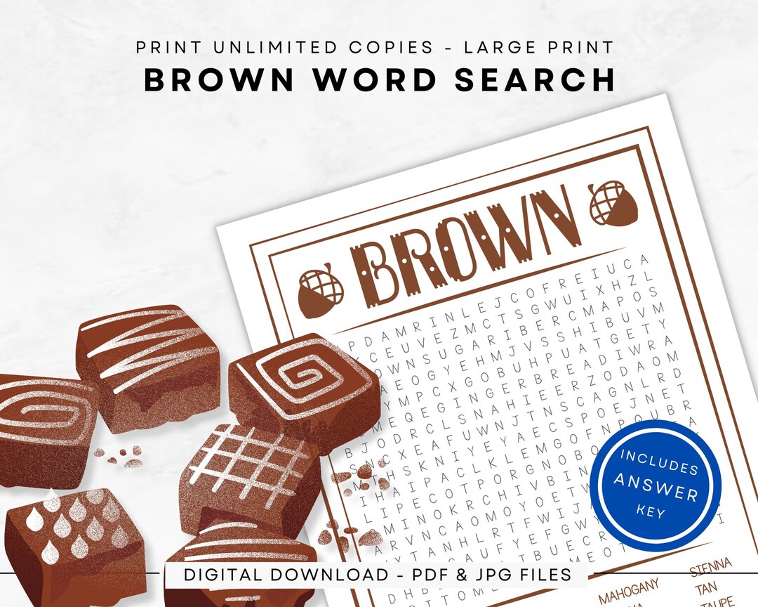 Brown Word Search for Instant Download | Art Teacher Discussion of ...