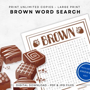 Brown Word Search for Instant Download | Art Teacher Discussion of ...