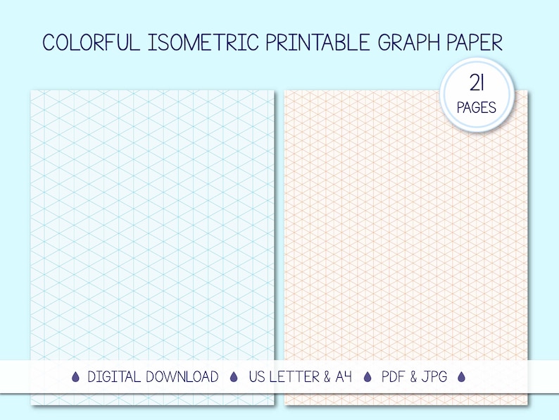 Isometric Graph Paper | Grid Paper for Instant Download in Multiple ...