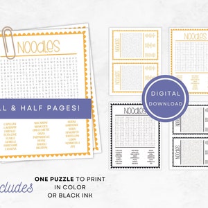 Noodles Word Search, Instant Download | Print in Color/black Ink | US ...