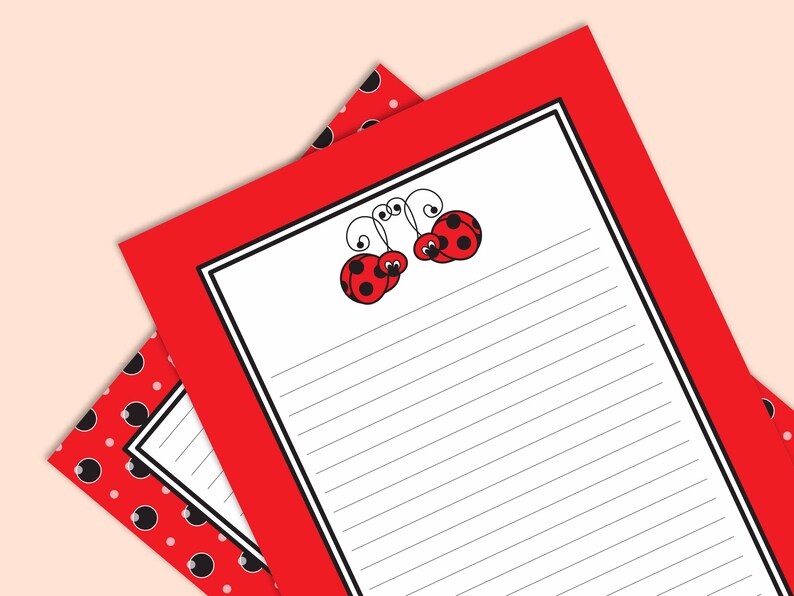 Ladybug Printable Stationery | Writing Paper for Instant Download ...
