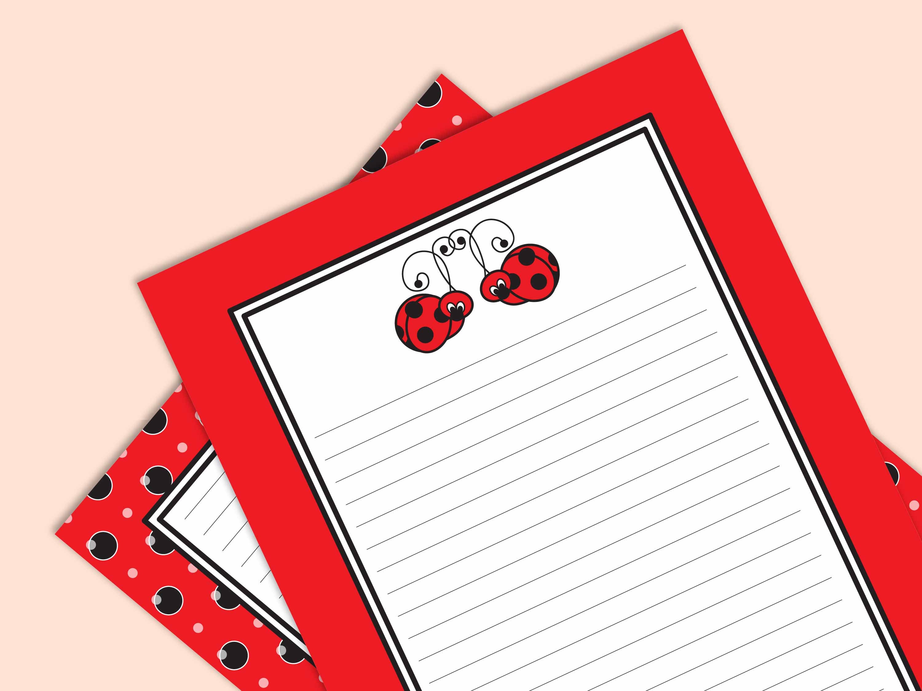 Ladybug Printable Stationery | Writing Paper for Instant Download ...